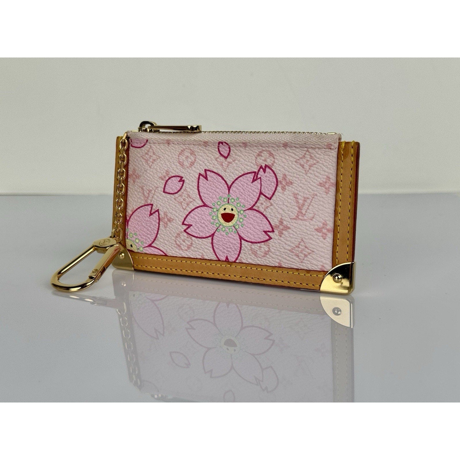 Louis Vuitton Cherry Blossom Key Pouch in Pink Monogram by Takashi Mur ...
